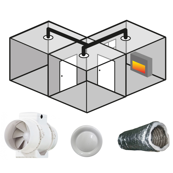 Heat Transfer Kit 1-2 Room Mixflow Kit (12m Duct) | Universal Fans